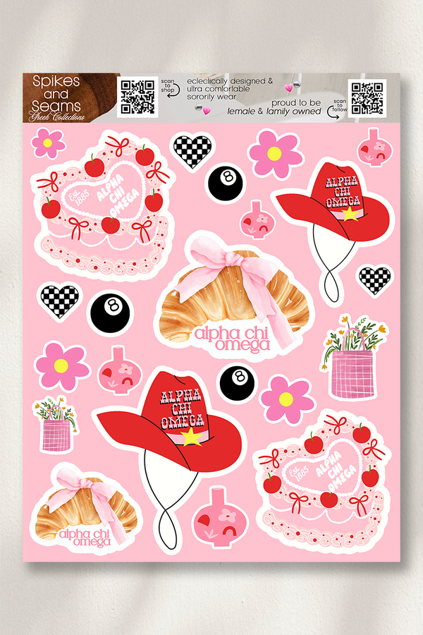 Sorority Sticker Sheet #19 - Alpha Chi Omega – Spikes and Seams Greek