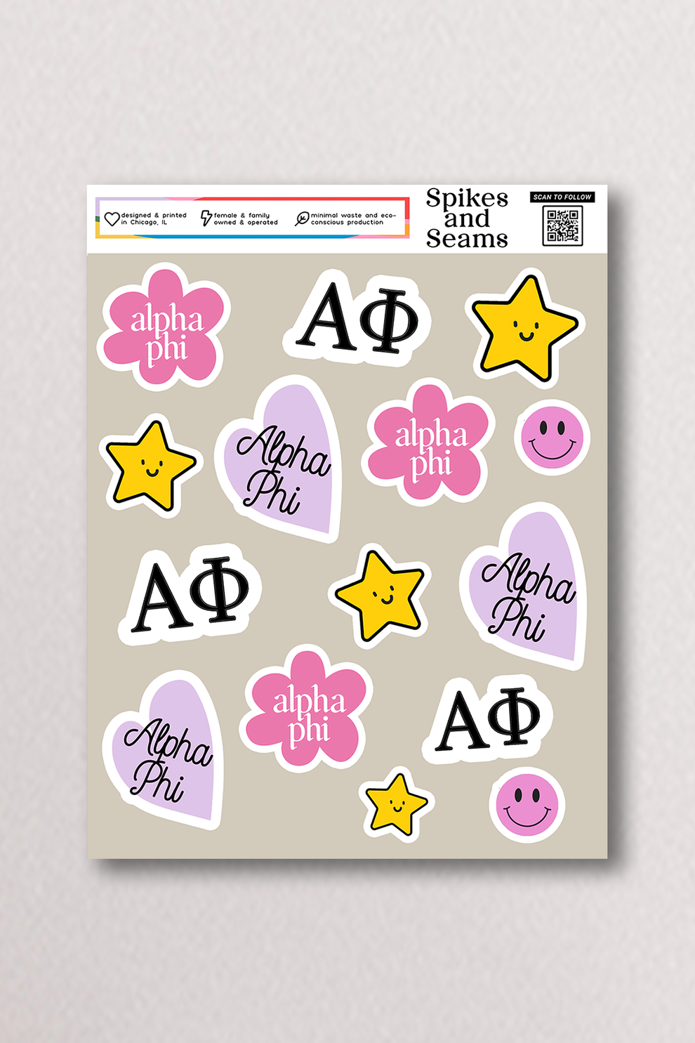 Sticker Sheet #16 - Alpha Phi – Spikes and Seams Greek