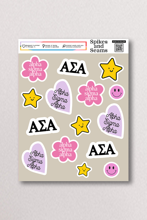 Sticker Sheet #16- Alpha Sigma Alpha – Spikes and Seams Greek
