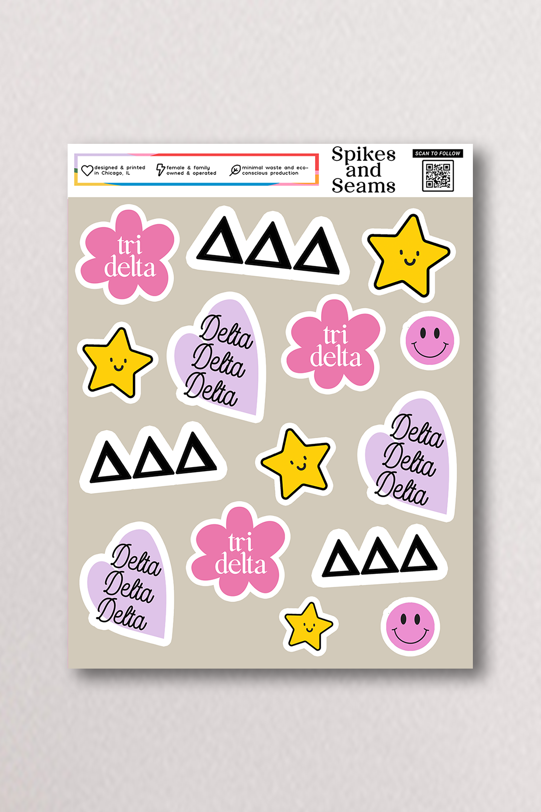 Sticker Sheet #16 - Delta Delta Delta – Spikes and Seams Greek