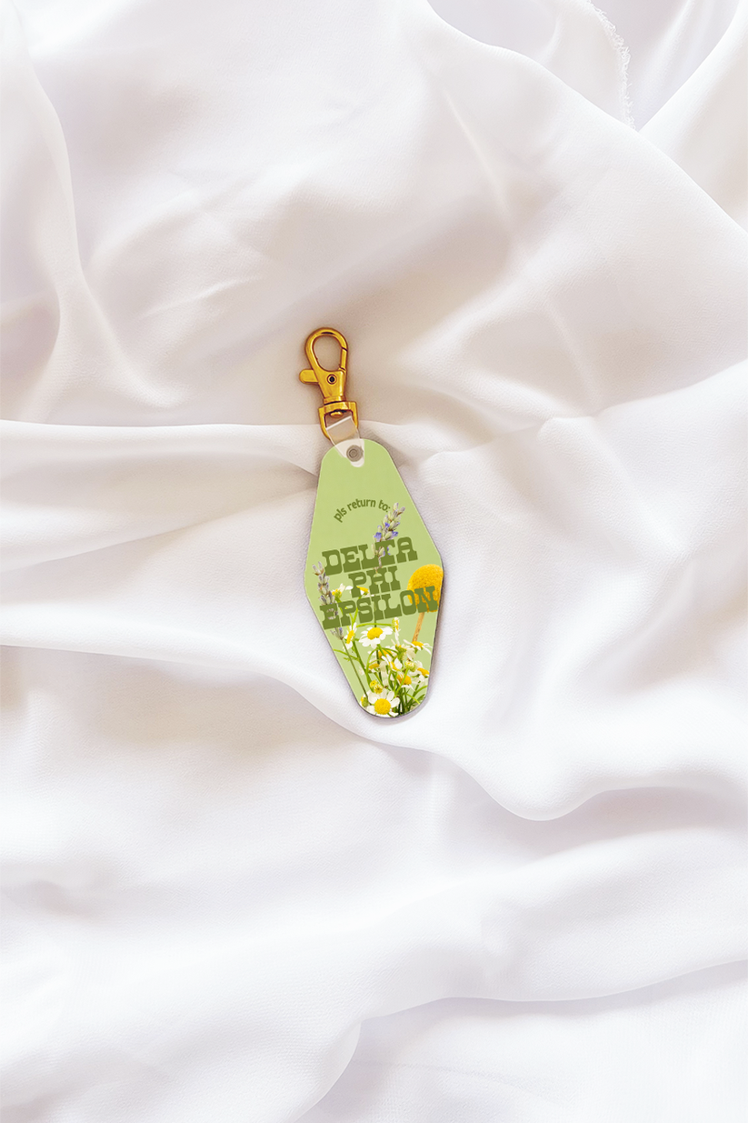 Green Flowers keychain - Delta Phi Epsilon – Spikes and Seams Greek
