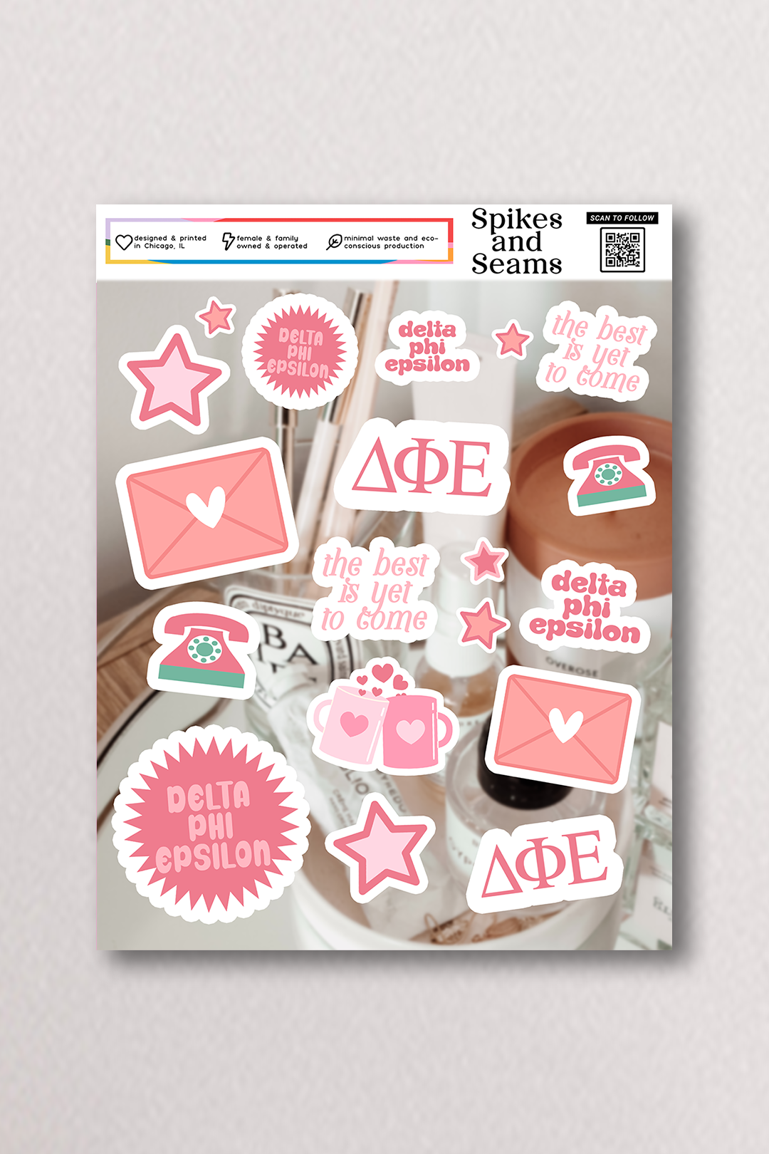 Sticker Sheet #17 - Delta Phi Epsilon – Spikes and Seams Greek
