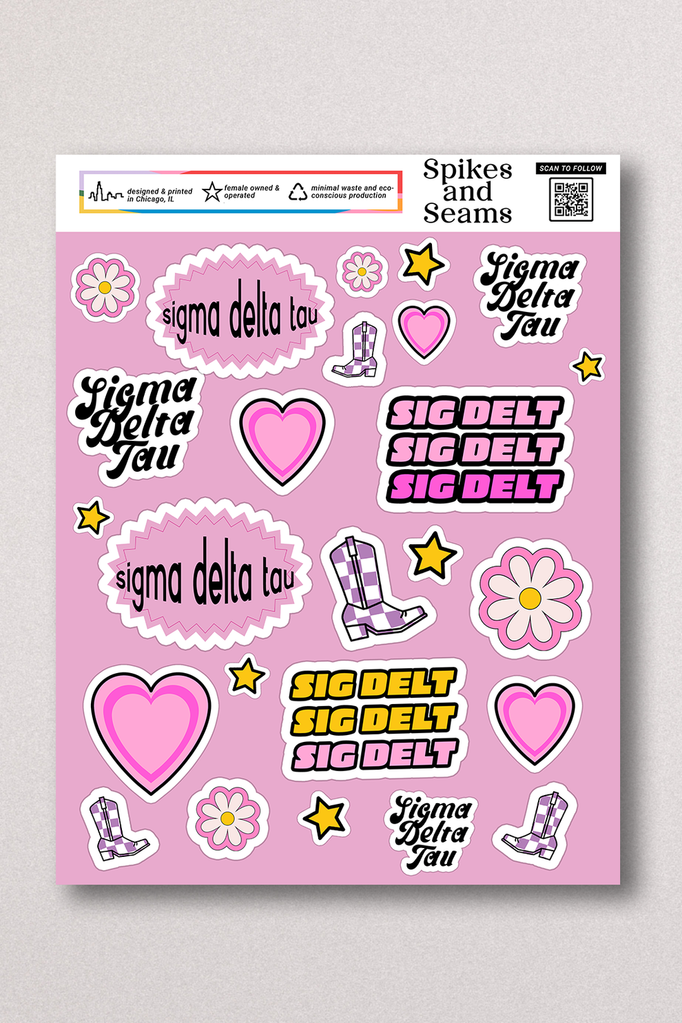 Sticker sheet #12 - Sigma Delta Tau – Spikes and Seams Greek