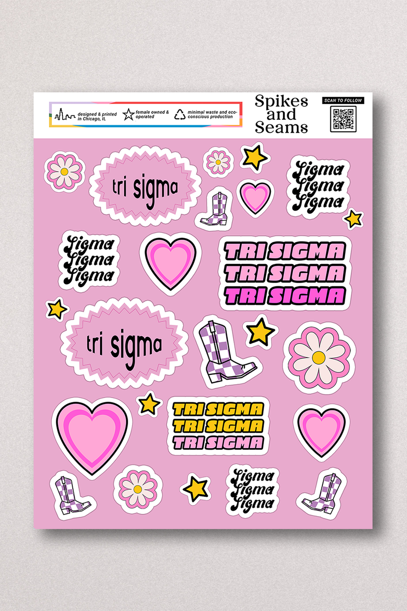 Sticker Sheet #12 - Tri Sigma – Spikes and Seams Greek