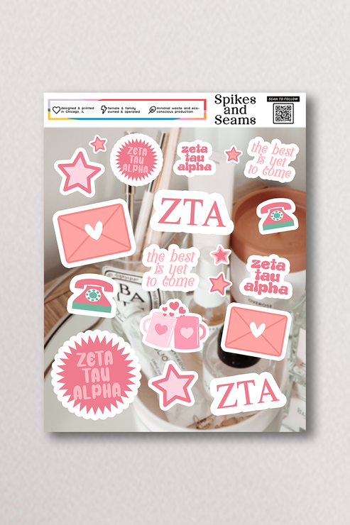 Sticker Sheet #17 - Zeta Tau Alpha – Spikes and Seams Greek